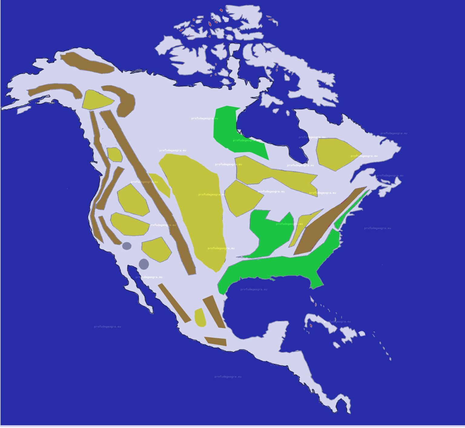 America de Nord Unitatile de relief | Profu' de geogra'