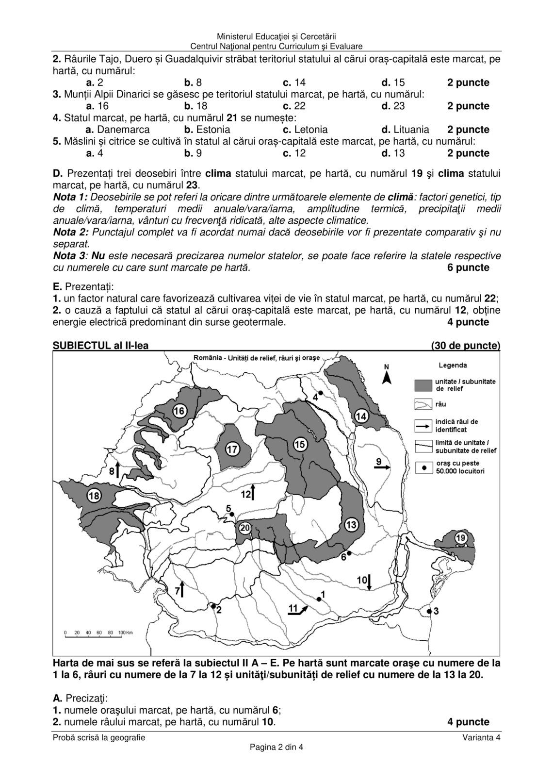 Subiecte Bac Geografie
